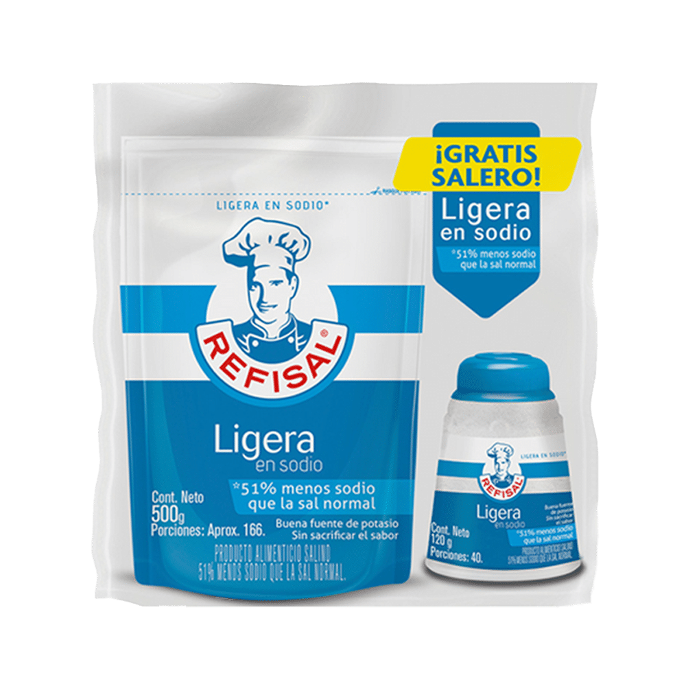 Compra Sal Refisal Light Doypack x 500 gr Gratis Salero x 120 gr
