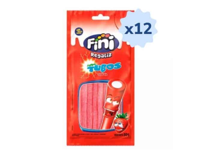 Gomas Fini Tubos Fresa Ácida x 80 gr Caja x 12 Unds - SoyTendero.com